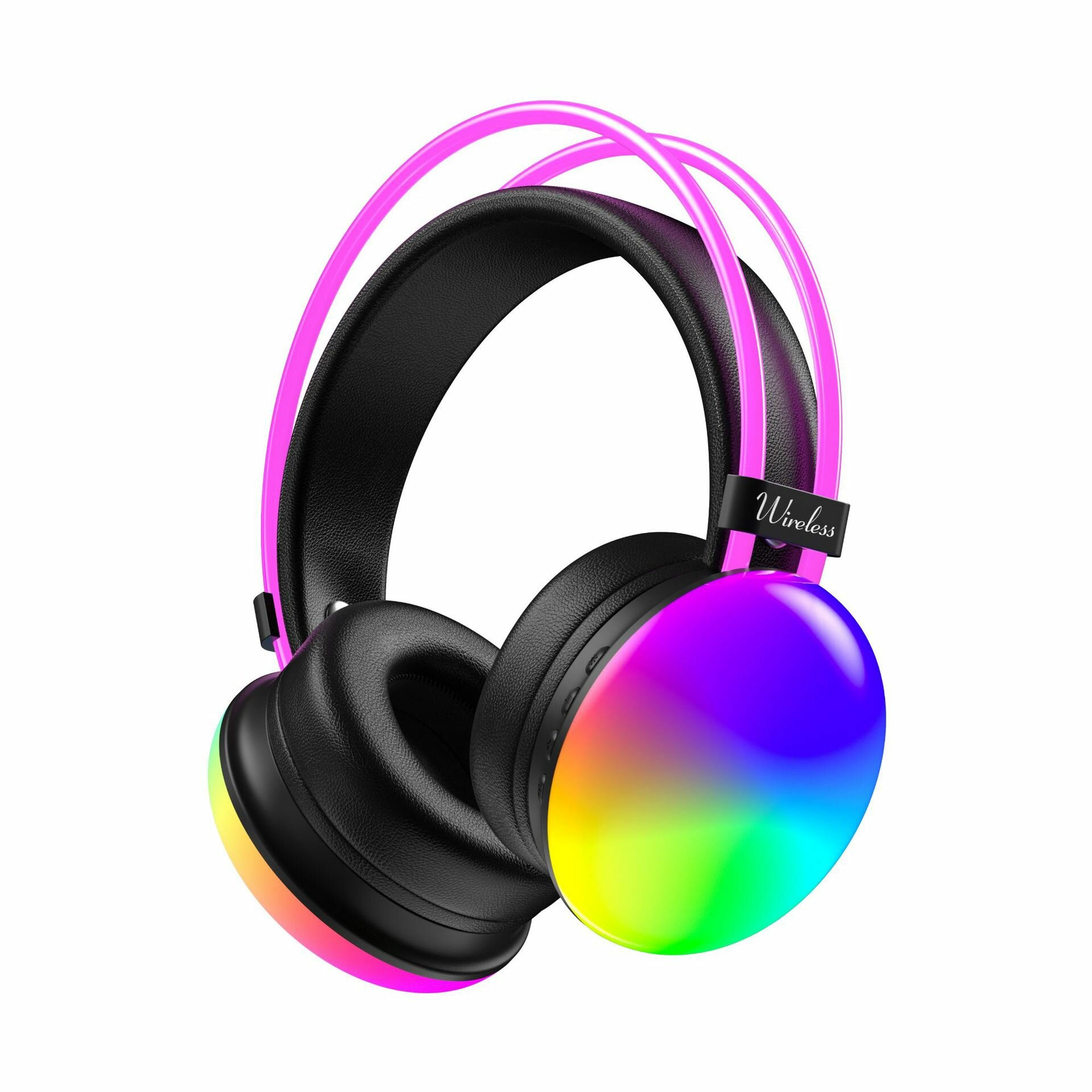 Беспроводные Bluetooth наушники YDM80 накладные RGB подсветка стерео черный