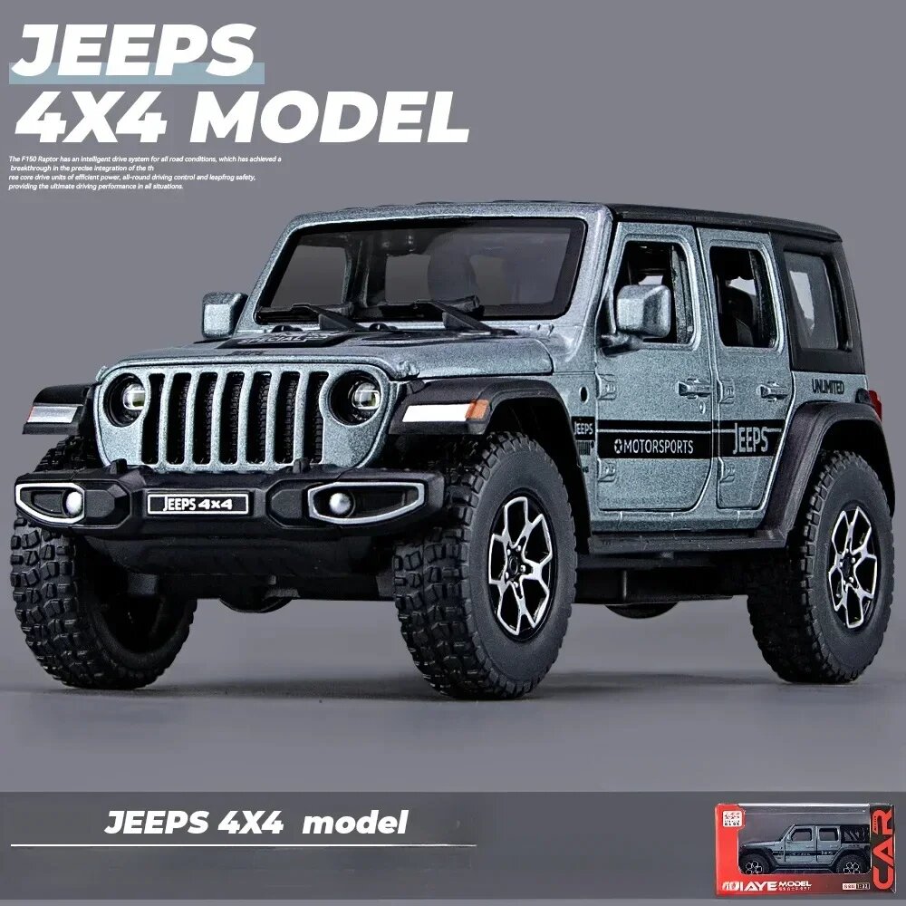 Джип Wrangler Rubicon 1:32, серый, со звуком и светом