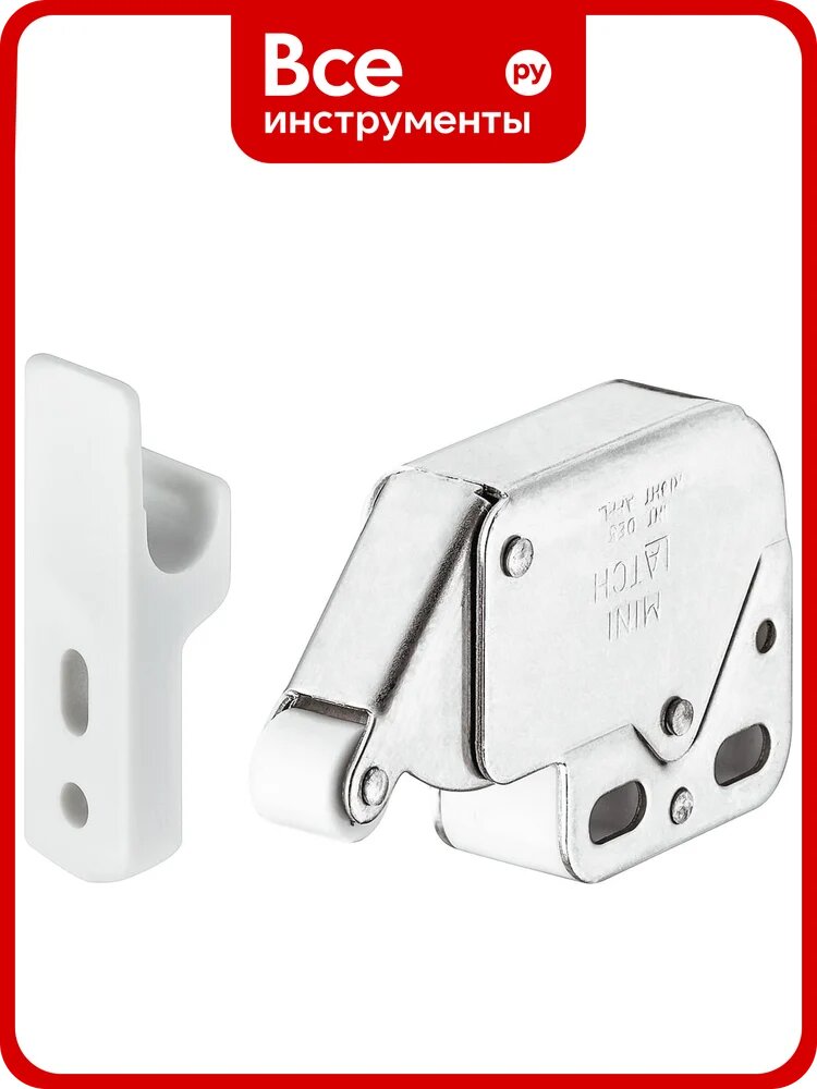 Пружинная защелка Hafele MINI-LATCH + ответная планка, белая 245.54.701, пластиковый, белый