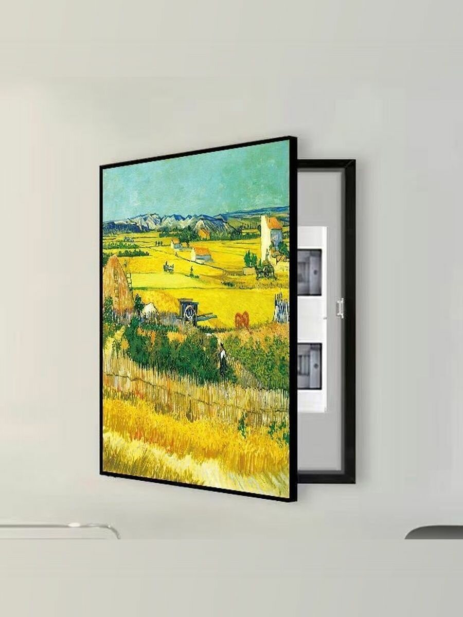 Картина-щиток для электросчётчика 40x50см "Ван Гог": маскировка коробки, без сверления, влагостойкая, выбор рамы