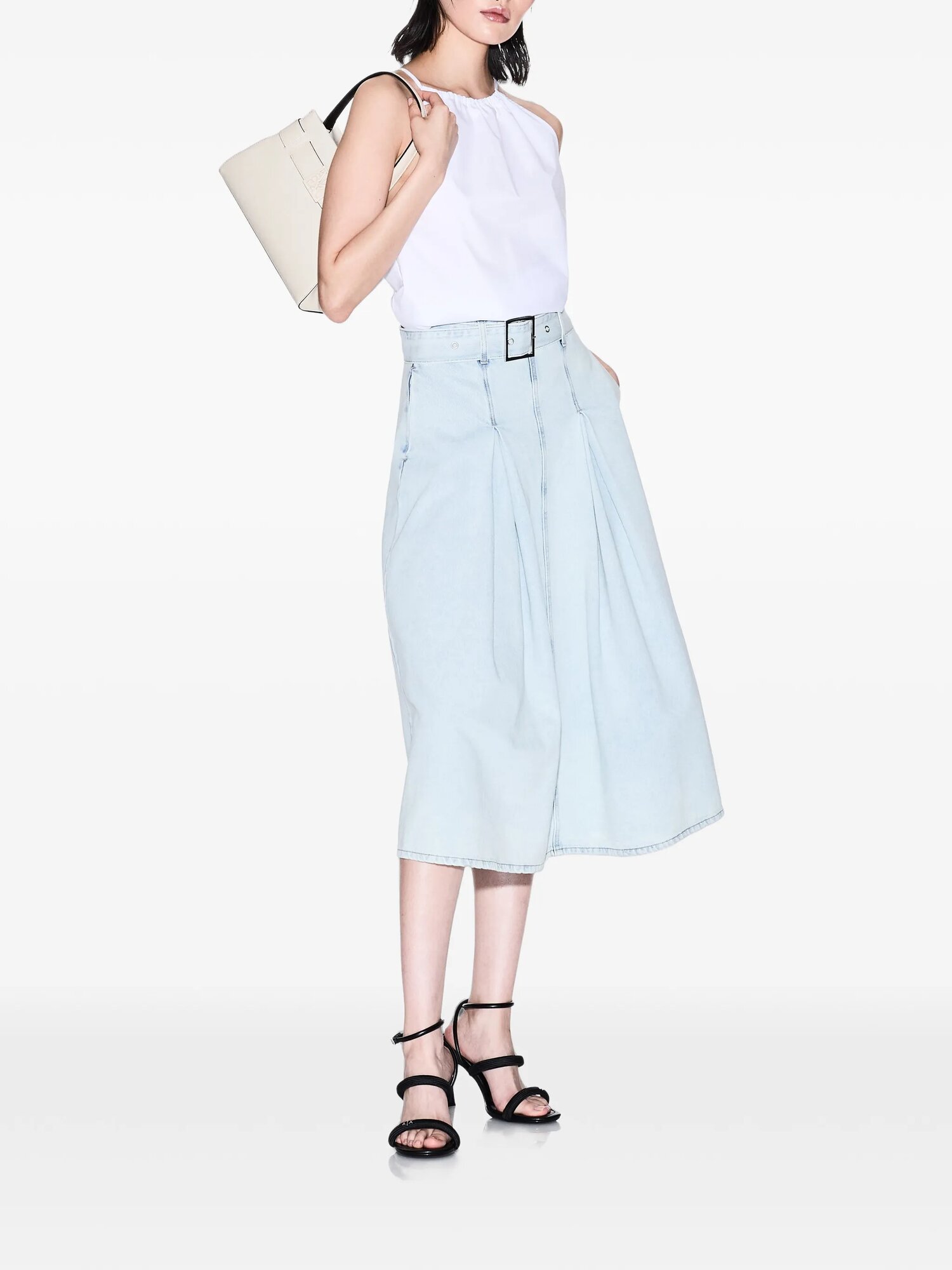 Блуза Armani Exchange Halterneck blouse, размер 42, бежевый/белый — фото 1