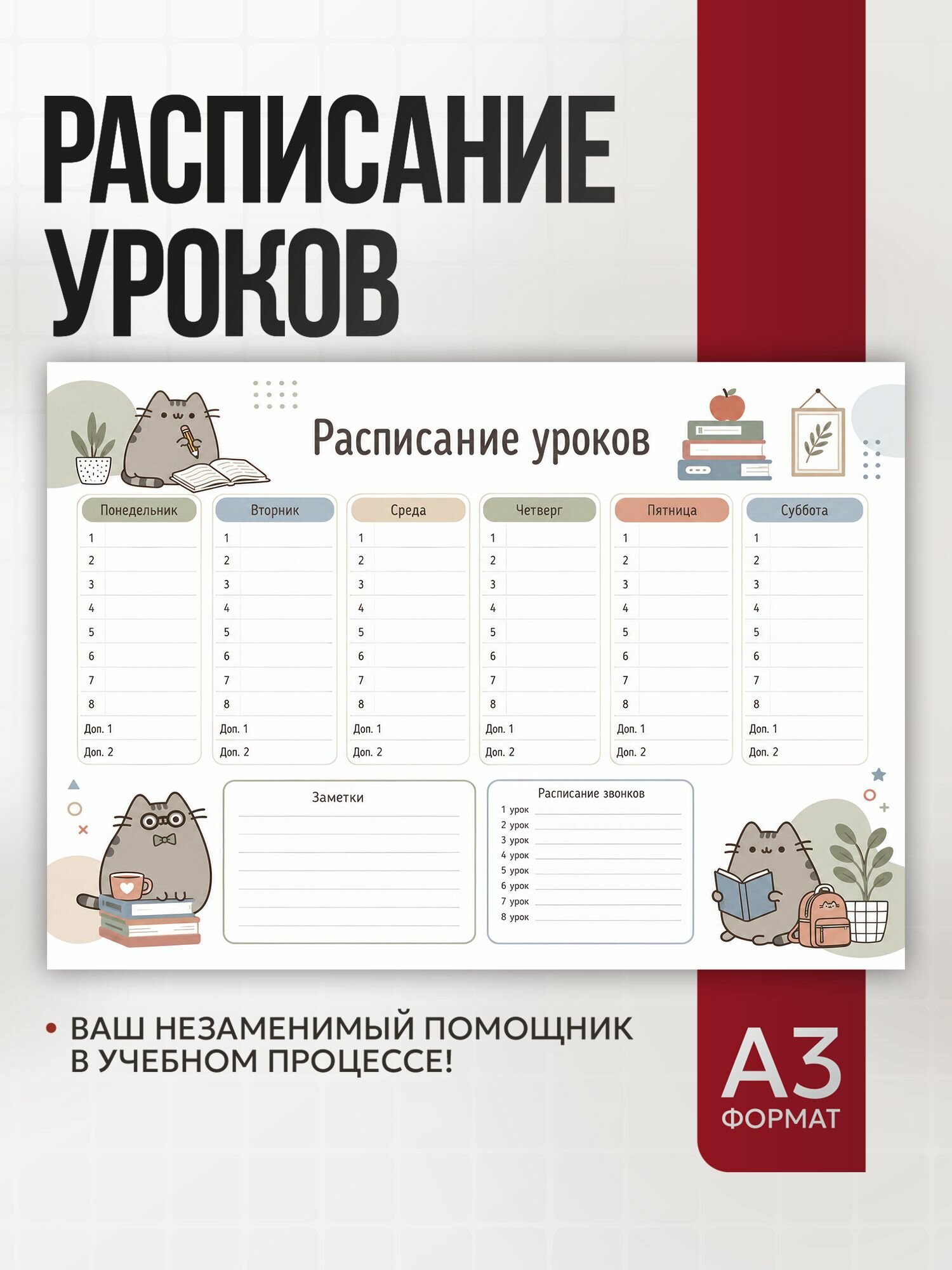 Расписание уроков Pusheen, кот Пушин