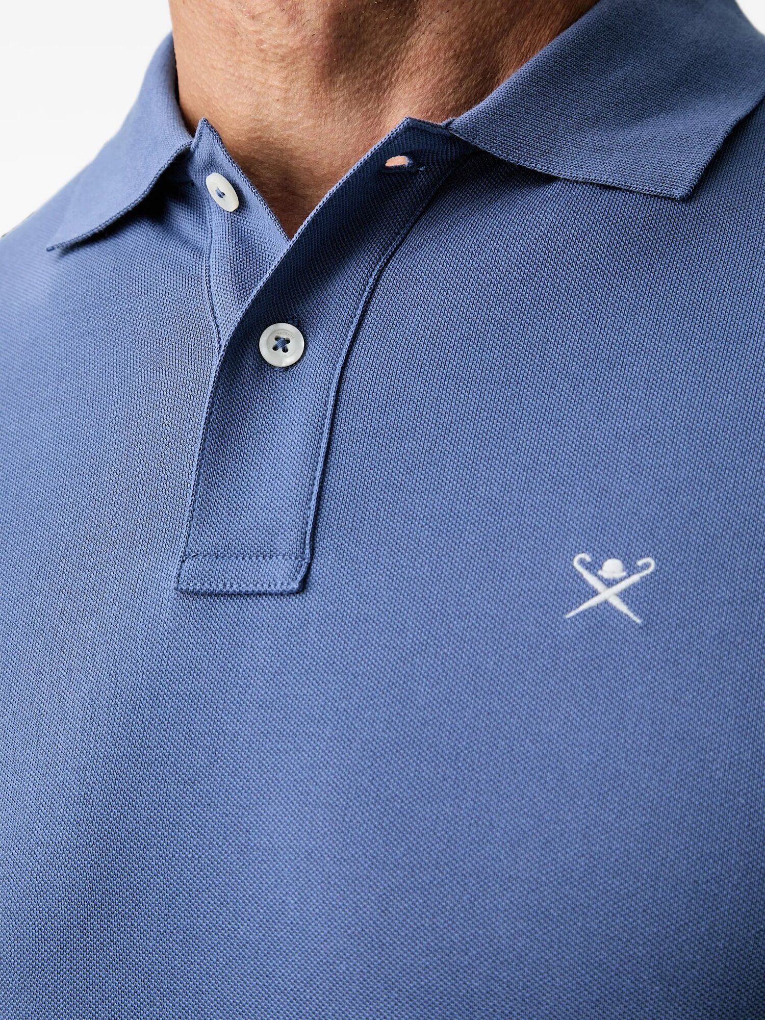 Рубашка HACKETT London Logo-embroidered buttoned polo shirt, размер 54, Синий принт — фото 1