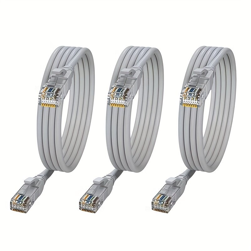 Кабель Ethernet Cat6 3 шт, серый, 2 м (78,74 дюйма), патч-корд RJ45, 1 Гбит/с, 250 МГц, с позолоченными контактами, без защелки