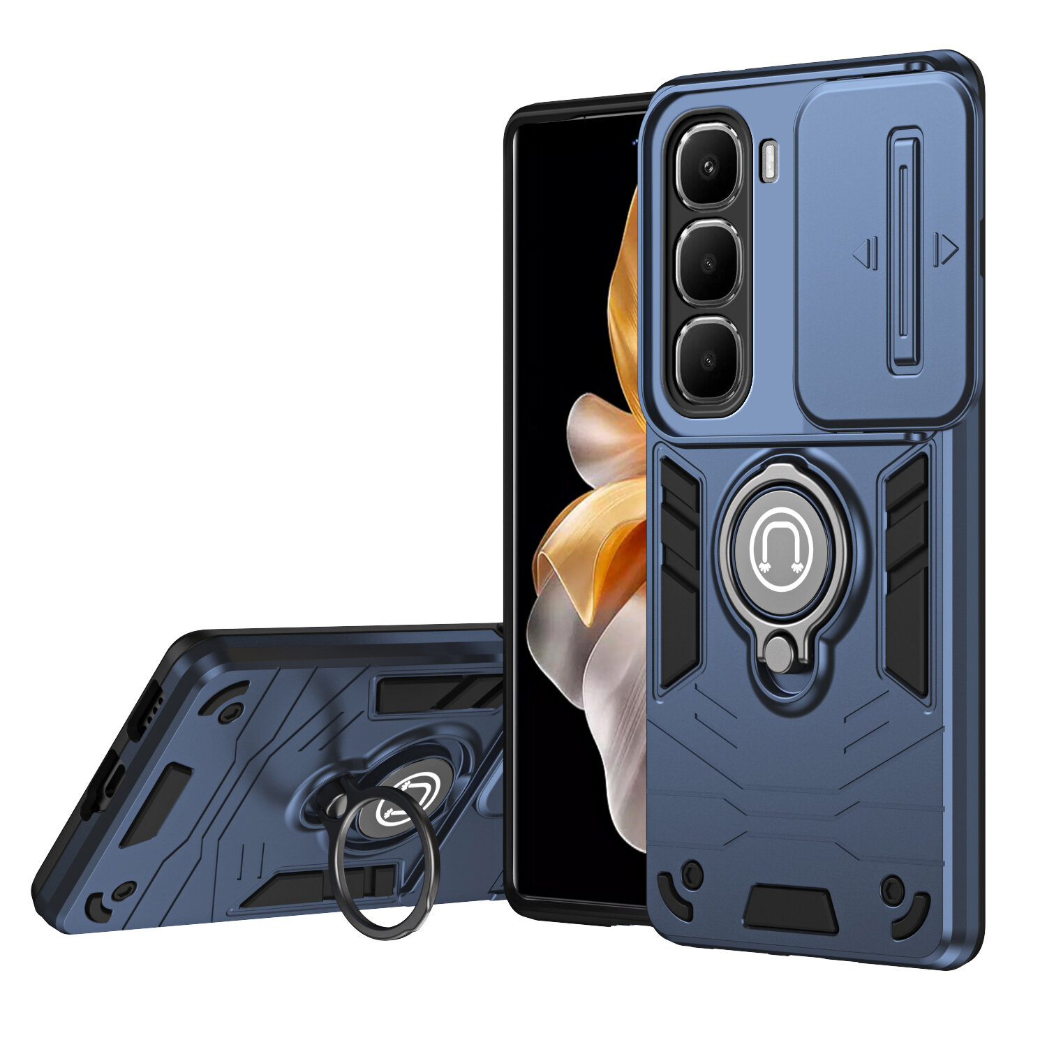 Чехол для Infinix Hot 60 5G / Инфиникс Хот 60 5G, soft touch, чехол-кардиомонитор, поликарбонат (PC), защита камеры, ударопрочный, встроенная подставка, усиленные углы, soft touch, Infinix,