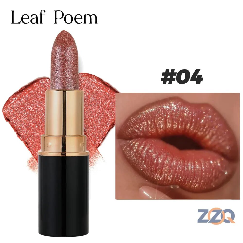 Помада Leaf Poem металлическая перламутровая, оттенок 04#, 3.5 г