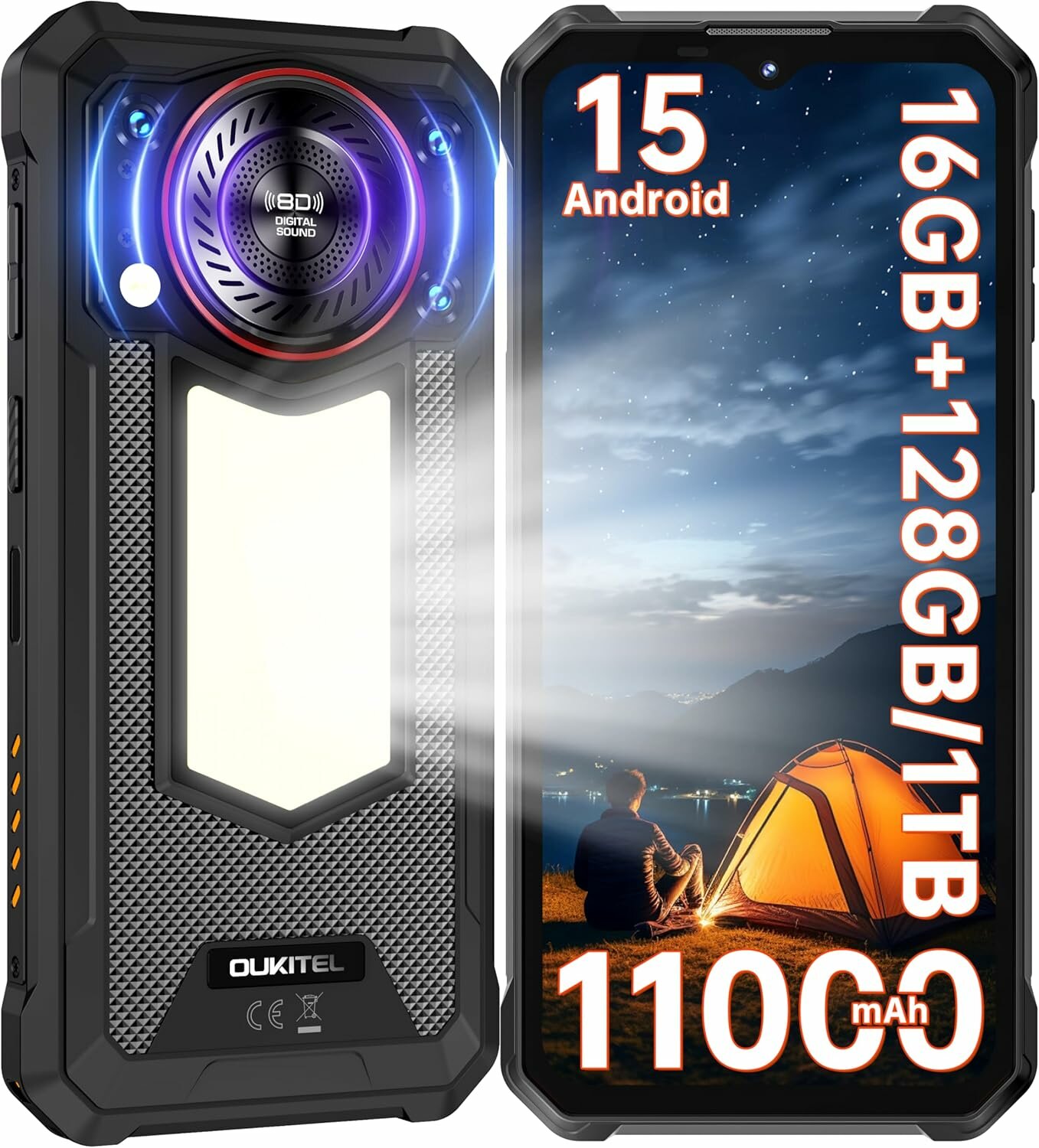 OUKITEL WP53S, Android 15, 11000 мАч, 16 (4+12) ГБ 128 ГБ, 6,52" HD