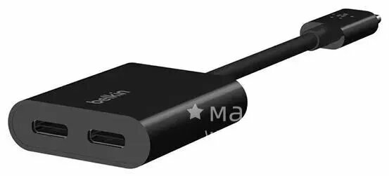 Адаптер Belkin RockStar Audio USB-C+USB-C Charge Adapter 60W, black