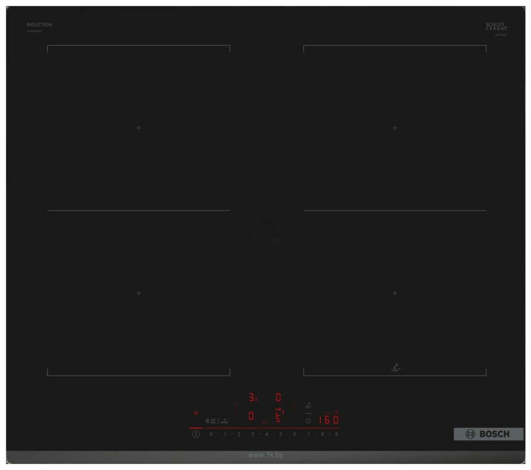 Варочная панель BOSCH PVQ631HC1E индукционная, 2 CombiZone, DirectSelect, PerfectFry, HomeConnect
