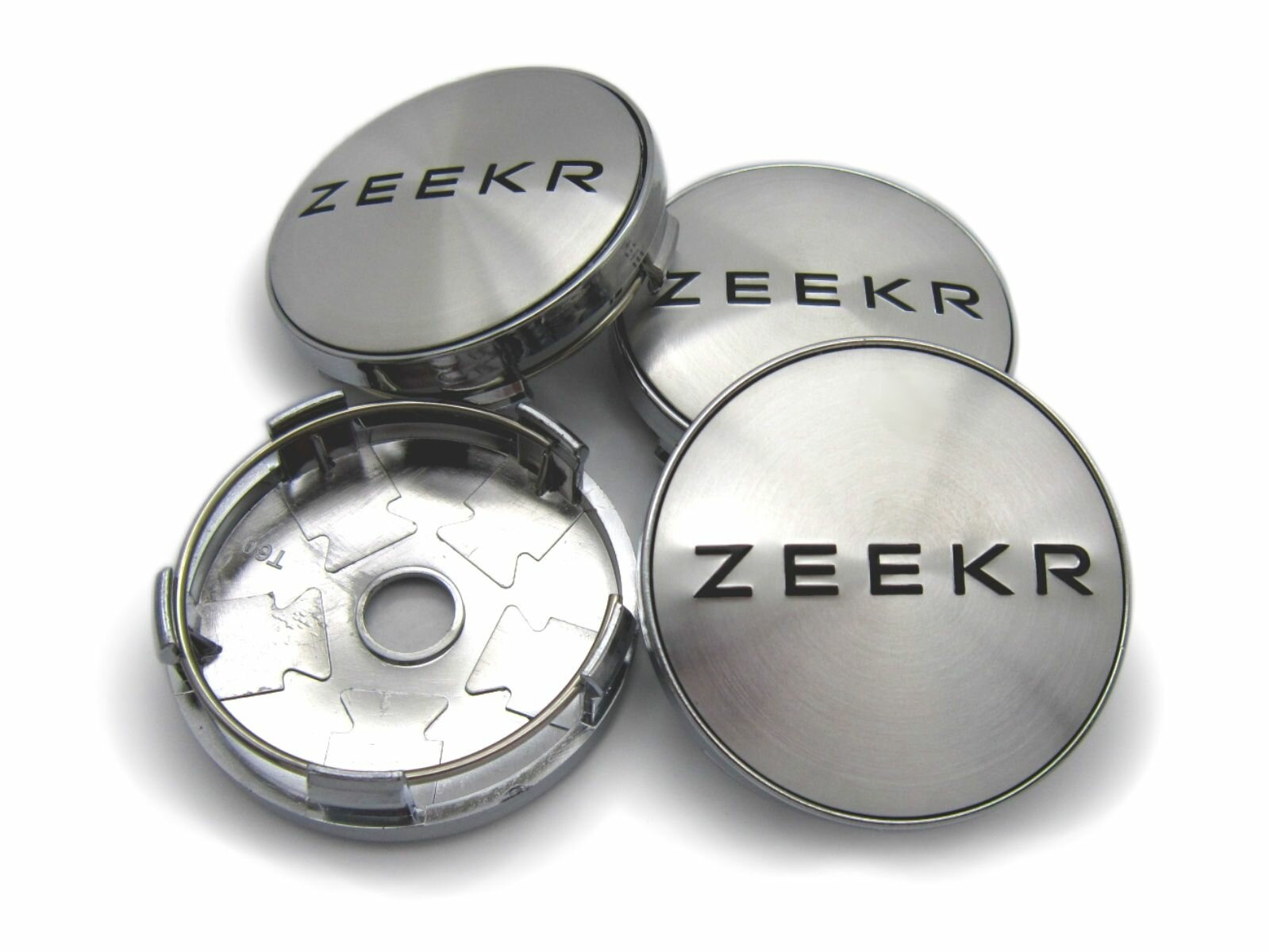 Колпачки заглушки на литые диски ZEEKR silver 60/56 мм, комплект 4 шт.