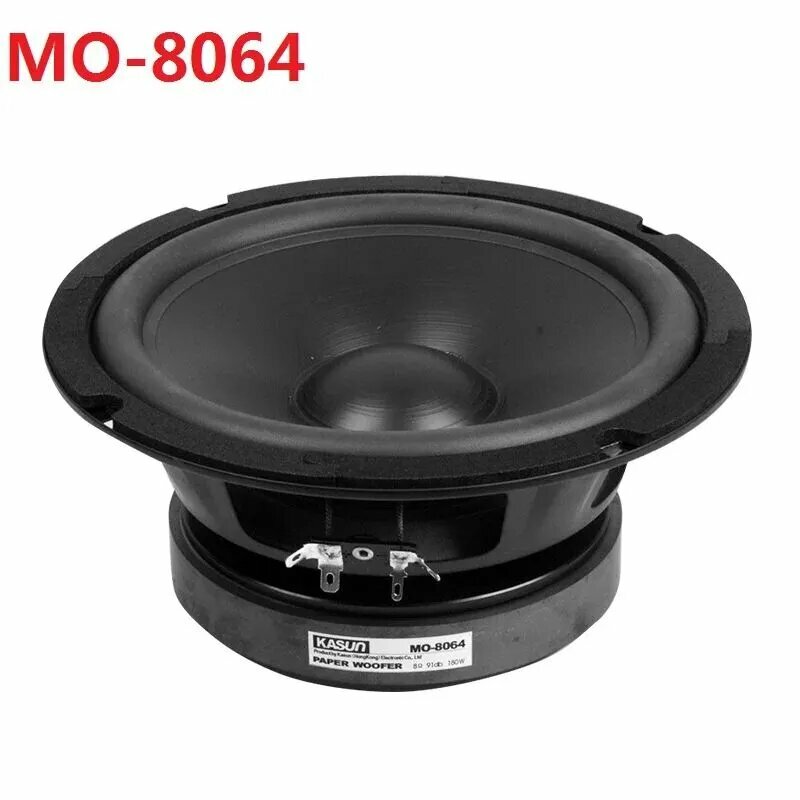 KASUN MO-8064 8-дюймовый динамик для сабвуфера, черный полипропиленовый конус, 8 Ом/ 180 Вт, Круглый 210 мм