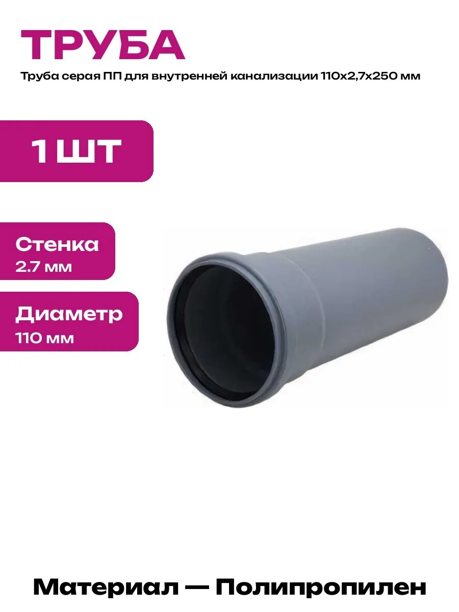 Труба канализационная внутренняя 110х250 мм полипропилен