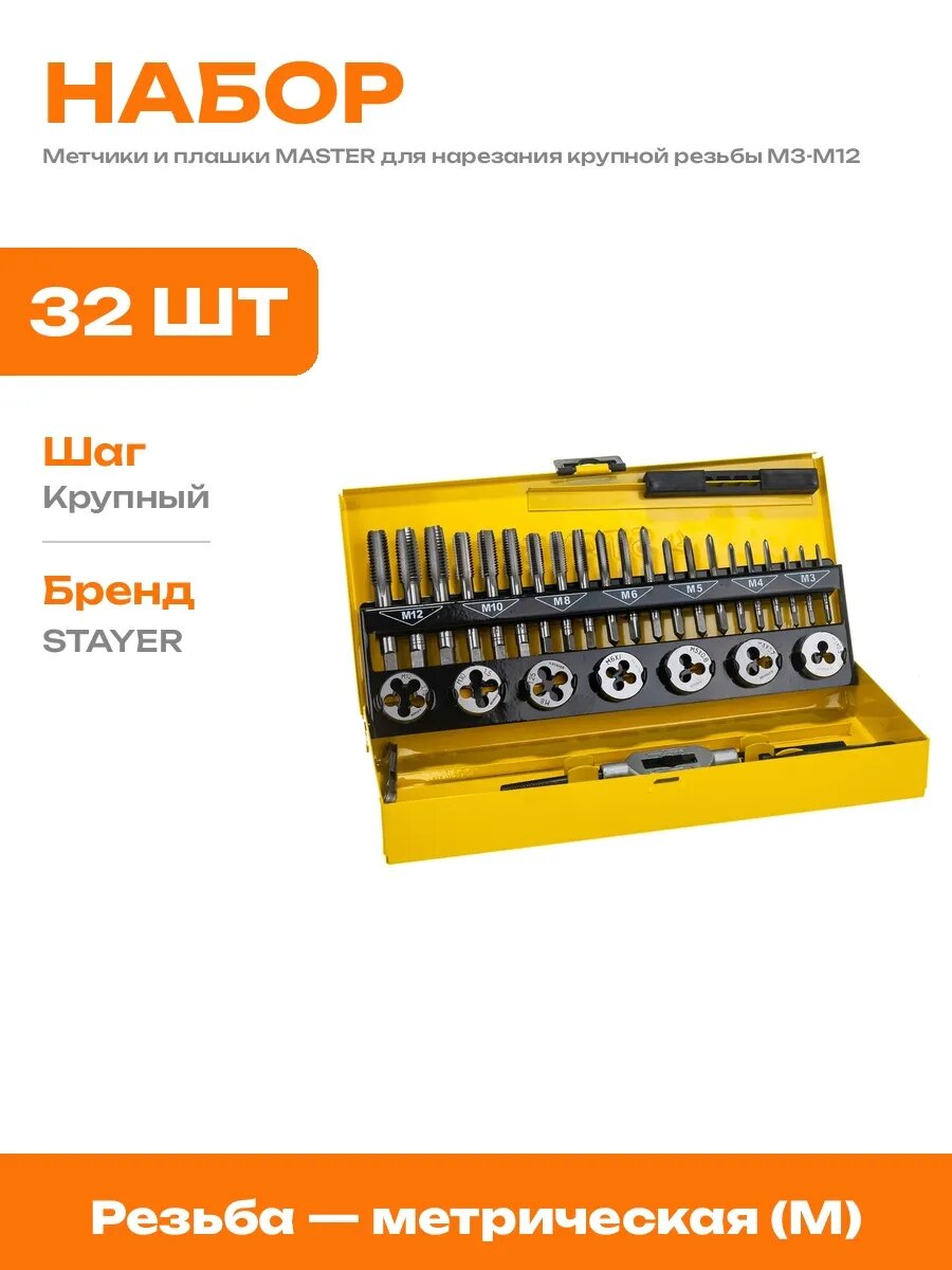 Набор для нарезания резьбы ручной 32 предмета по металлу