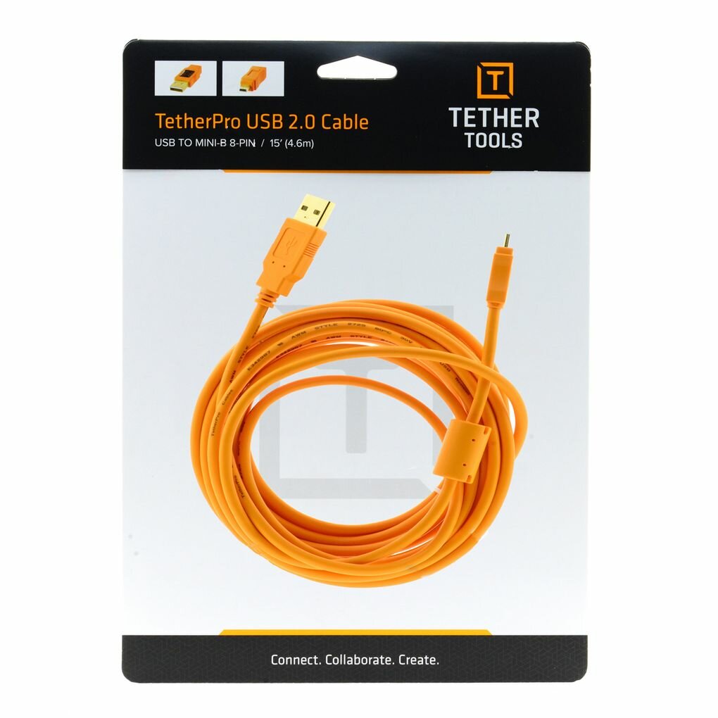 Кабель Tether Tools TetherPro USB 2.0 to Mini-B 8-Pin 4.6m Orange (CU8015)