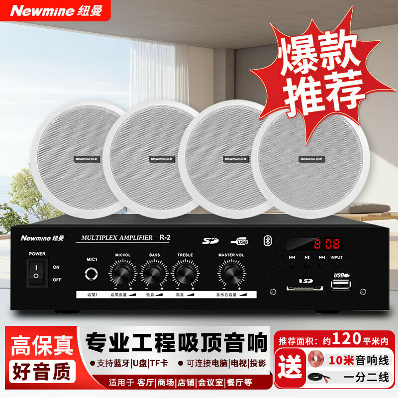 Newmine R15 4-местный комплект потолочных динамиков с Bluetooth и постоянным напряжением для коммерческого и домашнего