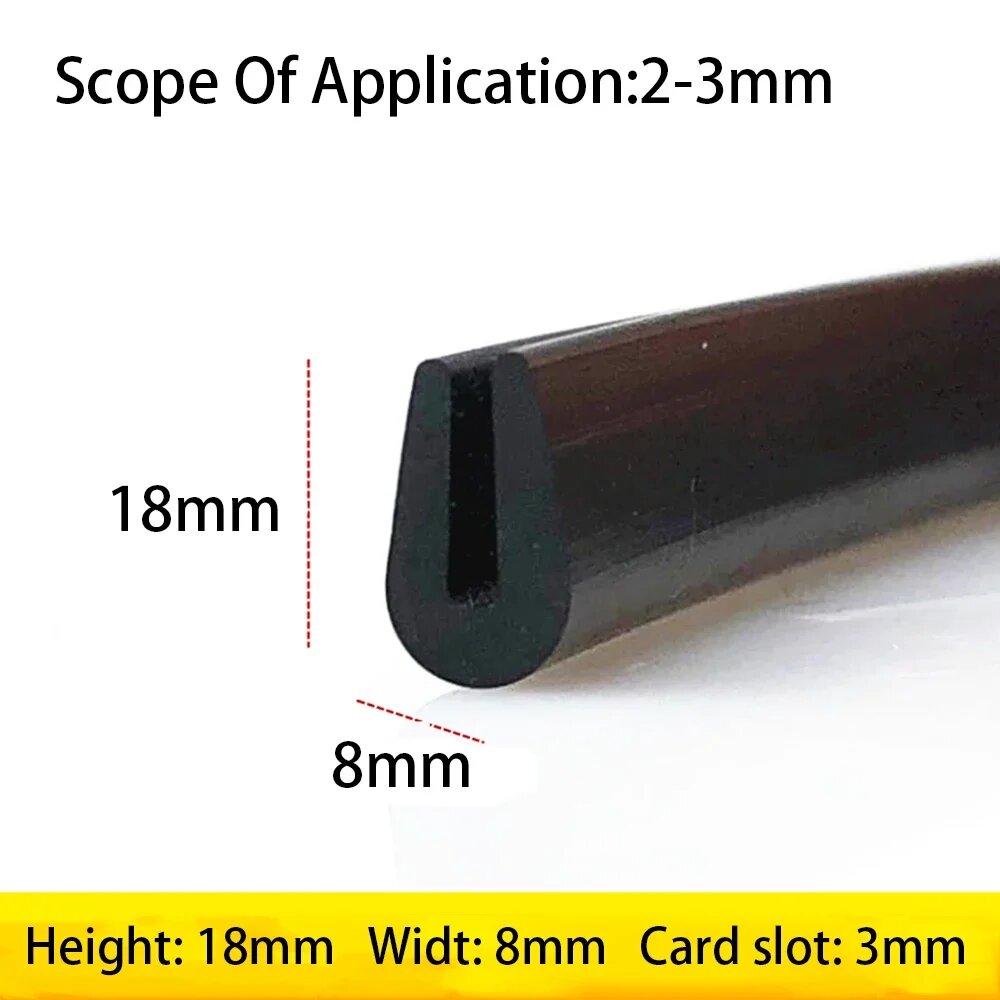 Черная резиновая уплотнительная лента U-образная 6/10-18 мм 18x8x3mm, 5 Meter