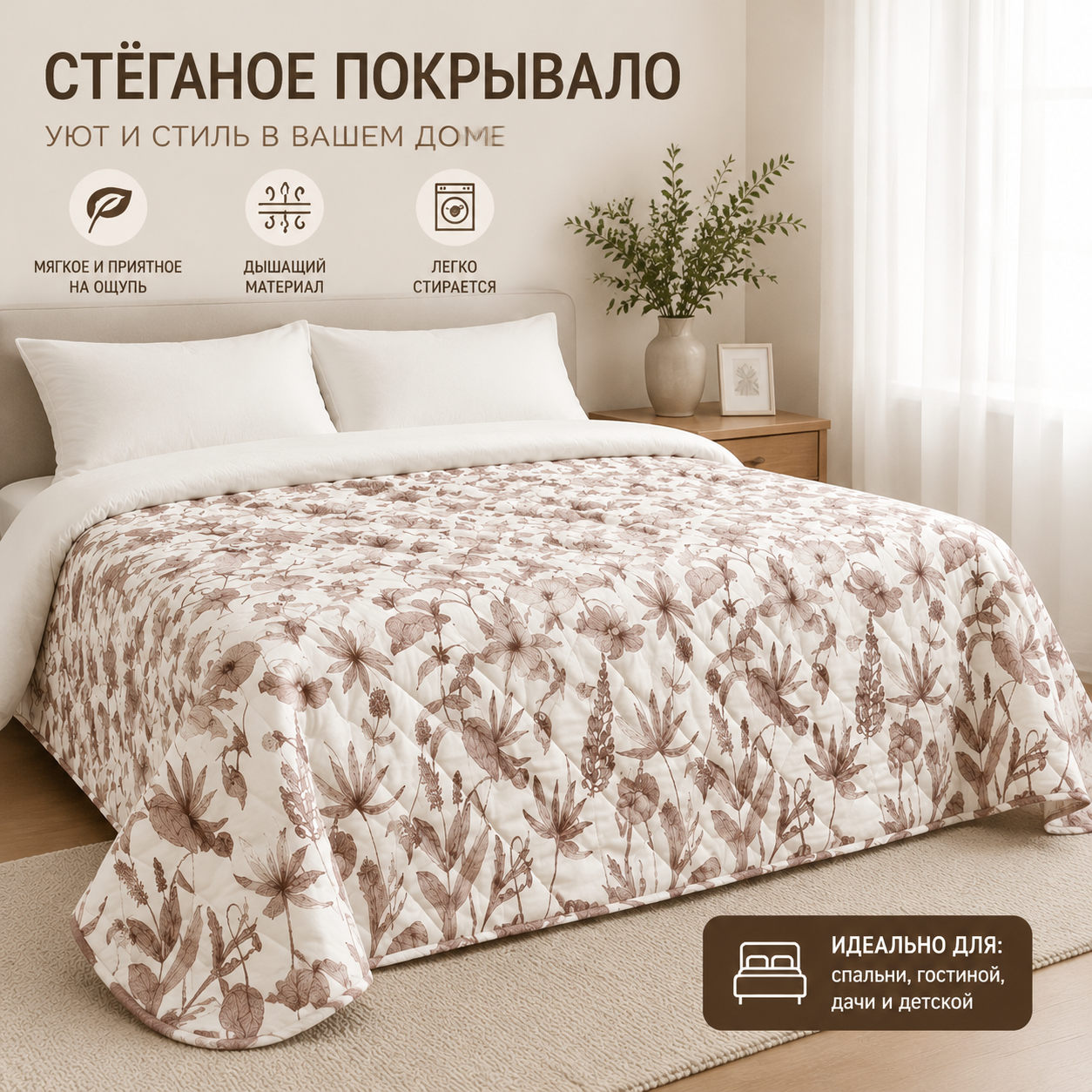 Покрывало LoveLife 1,5 спальное Spring 150х230+-5 см, жатка, 100% полиэстер (9824125/9824126)