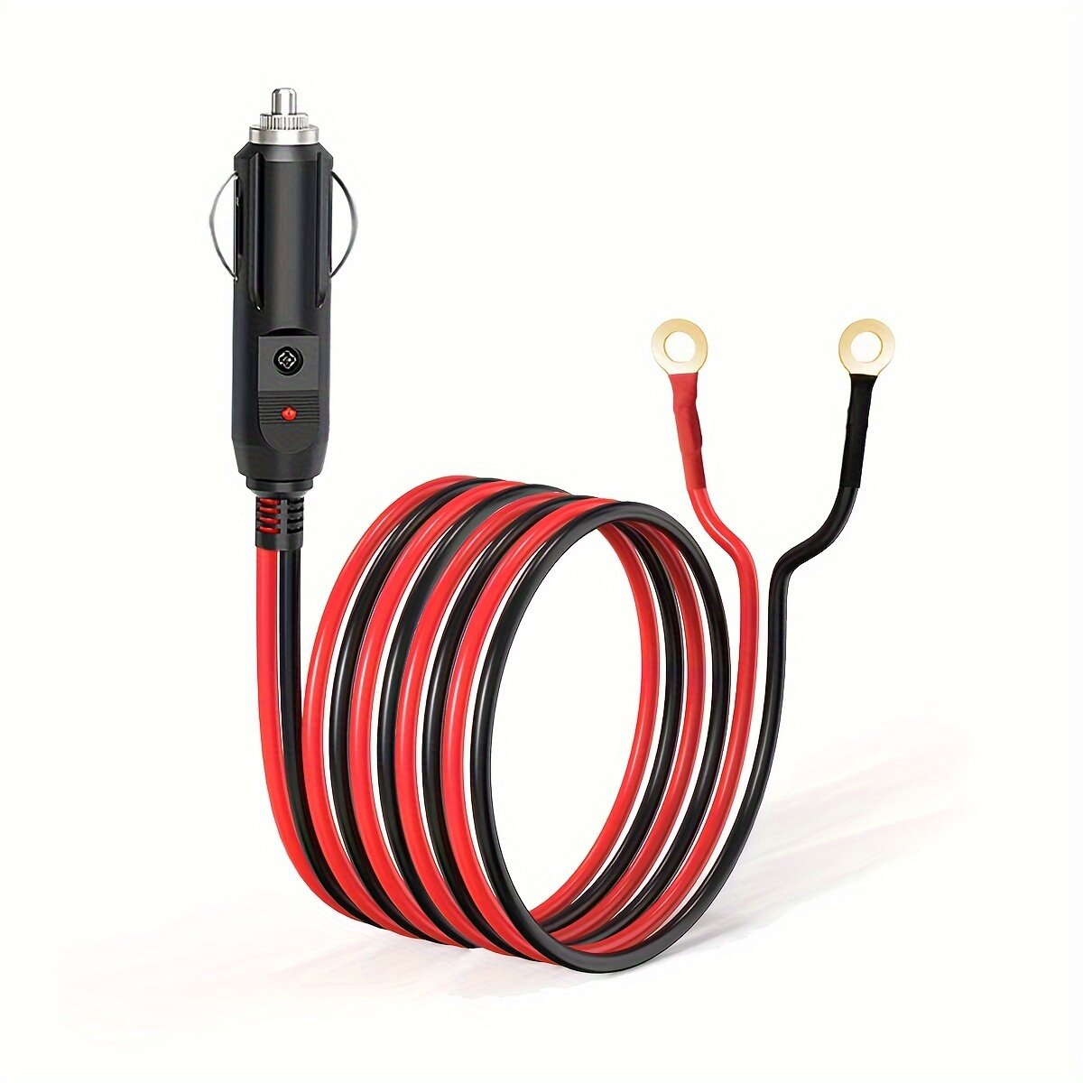 Автомобильный штекер "папа-папа" 12/24V 16AWG с предохранителем 15A и LED-подсветкой, кабель 100 см, для авто и RV, без аккумулятора