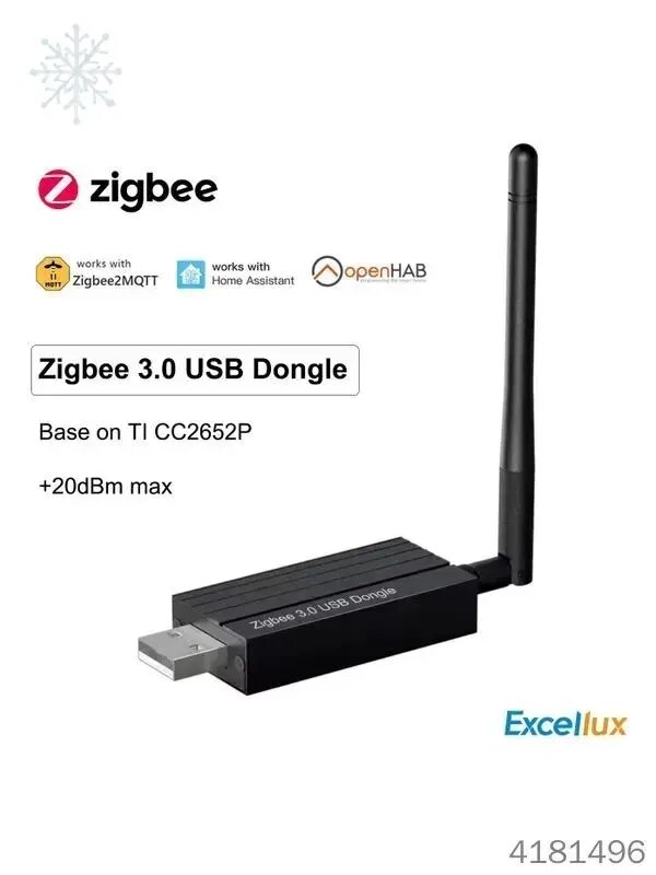 Zigbee 3.0 USB Dongle CC2652P с внешней антенной 20 dBm