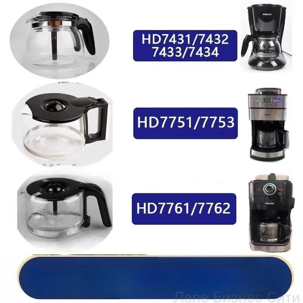 Philips Кофейник для кофеварки, 1000 мл, стеклянный, совместим с HD7751/HD7752/HD7753 — фото 1