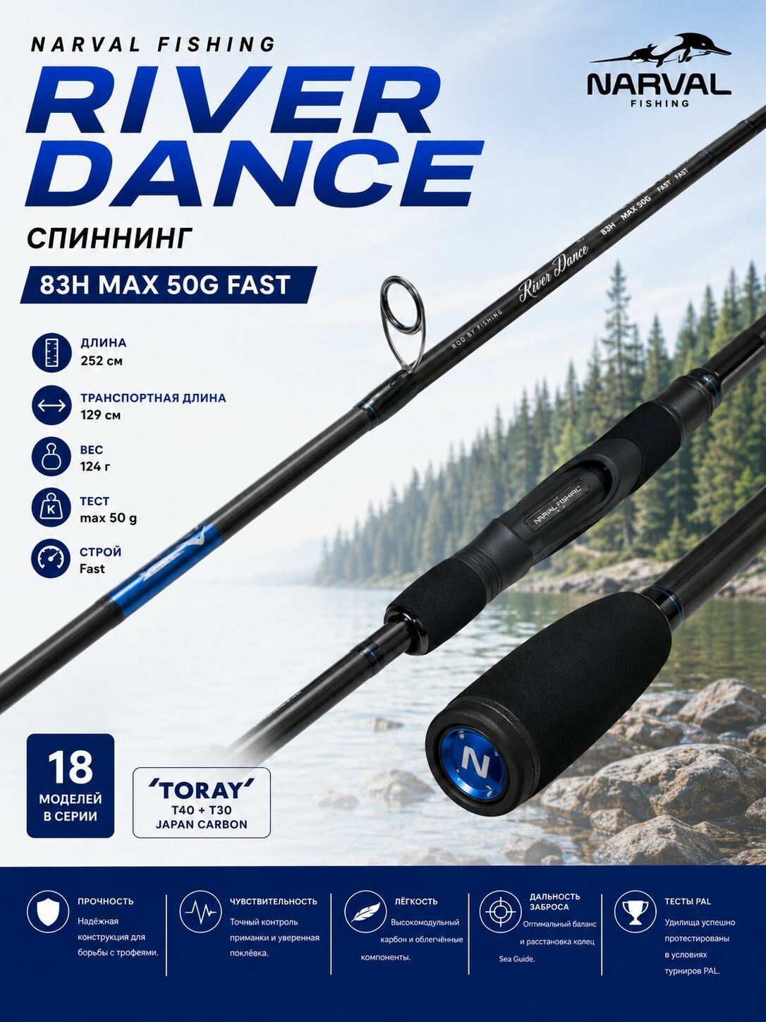Спиннинг Narval Fishing River Dance 83H max 50g Fast