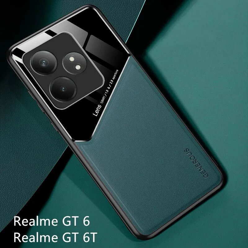 Кожа чехол для Realme GT 6 / Realme GT 6T Магнитное притяжение внутри ( Реалми GT6 / Реалми GT6T ) противоударный чехол