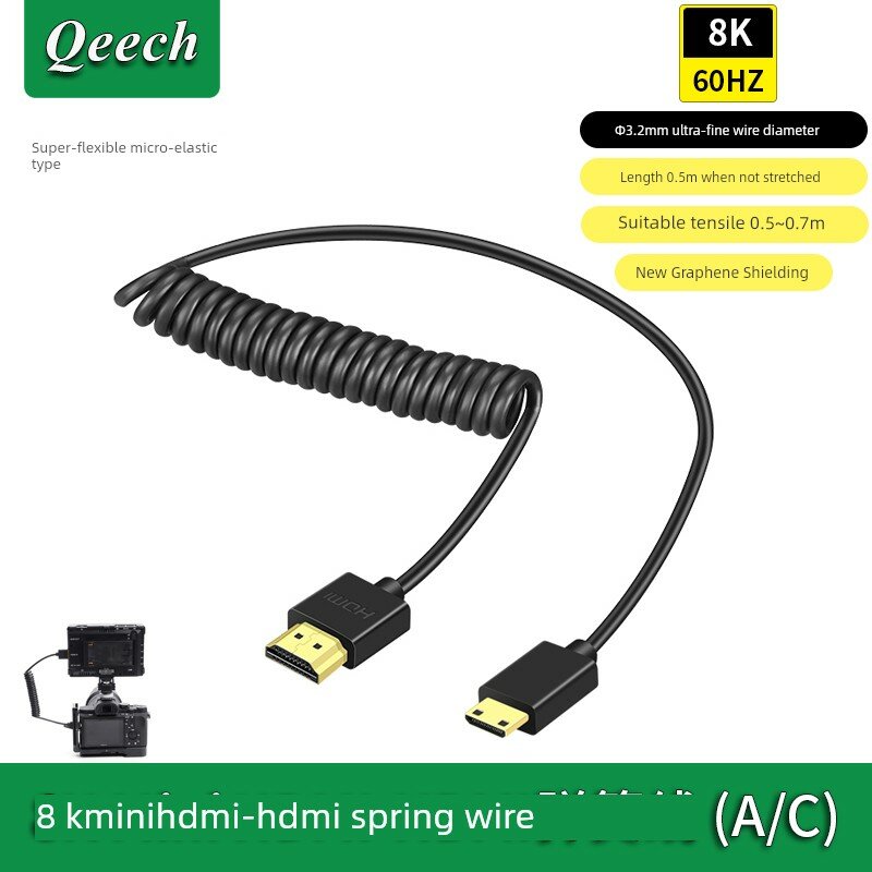 0.5 м 8K Mini HDMI к HDMI Коаксиальный Кабель, HDMI 2.0, Гибкий для Камер, Длина от 0.5м до 1м