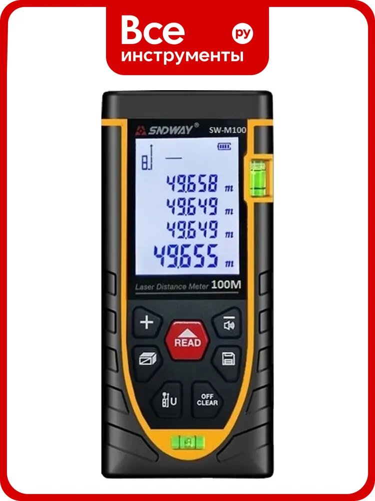 Лазерный дальномер SNDWAY SW-M100 3221, с Автоотключение в отсутствии активных