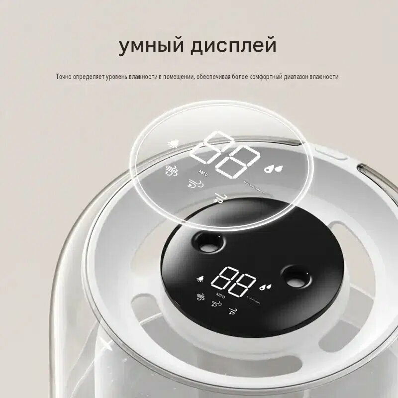 Индикация влажности и уровня интенсивности, два выхода для пара, ночная подсветка и увеличенный объем резервуара.