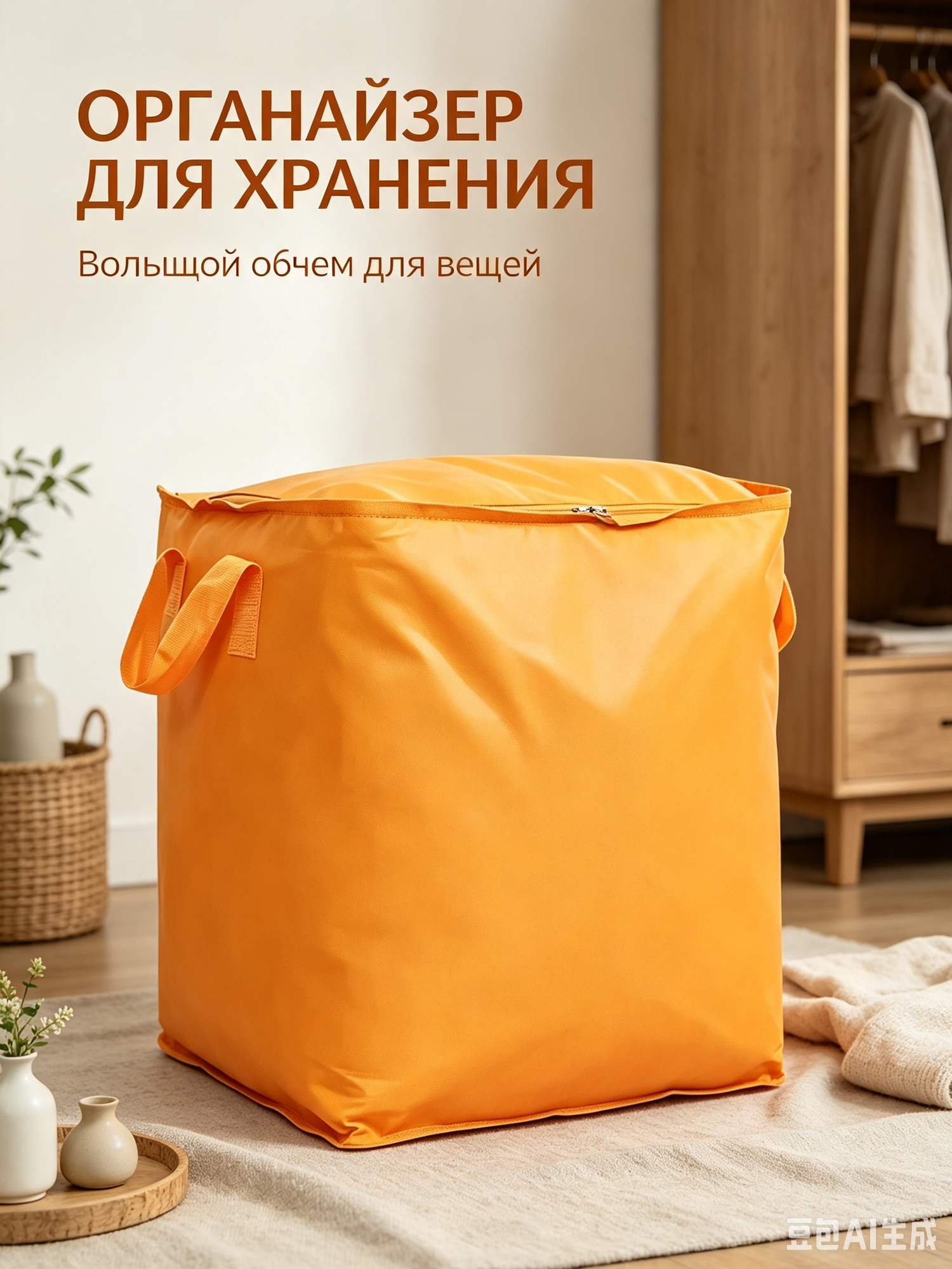 Мешок для хранения 180 л, водонепроницаемый, с молнией и ручками, для одежды, одеял и переезда
