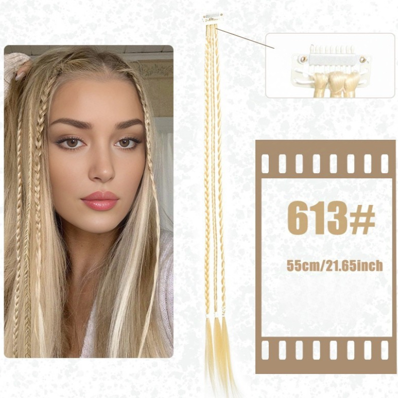 Одноклиповая трехструнная цветная коса с заколкой, 613# комплект из двух, 93 символа