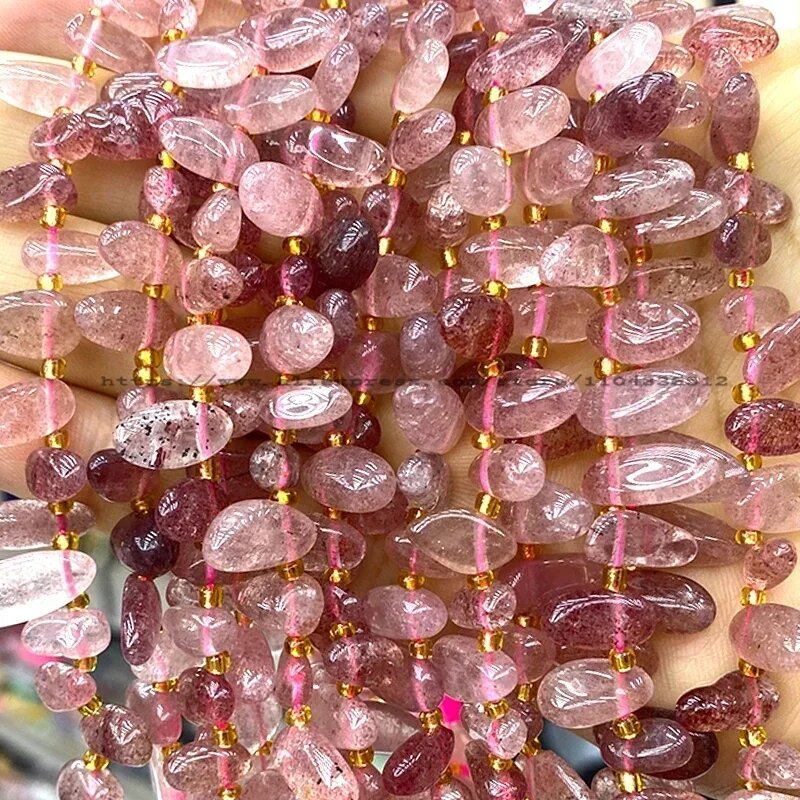 Зеленый пренит, бусины 11-18 мм, YWROLE 11-18mm 44-48pcs, Strawberry Quartz
