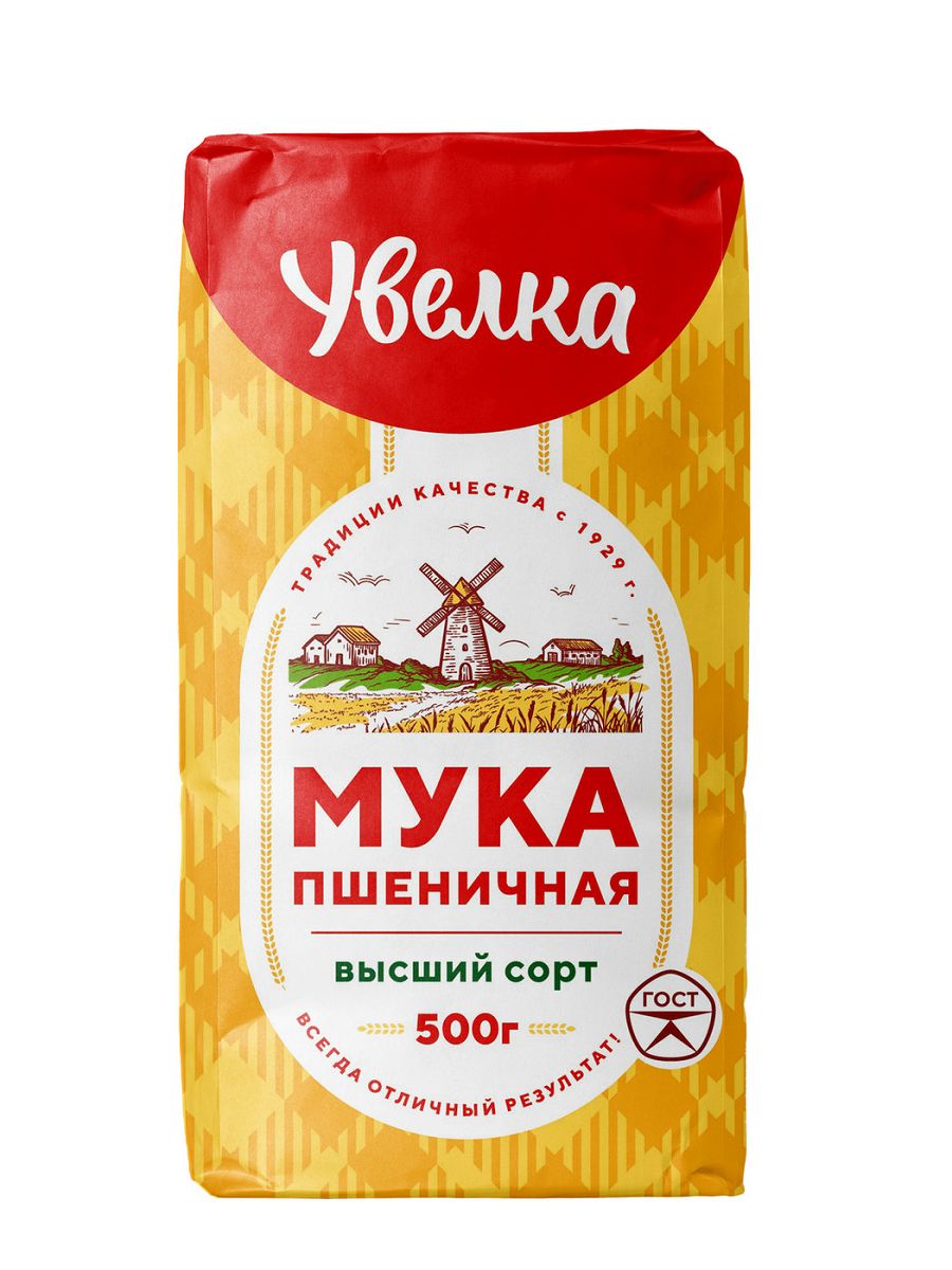 Увелка Мука пшеничная хлебопекарная, высший сорт, 500 гр