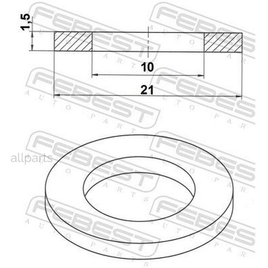 FEBEST 88430102115C Кольцо уплотнительное 10х21х1.5