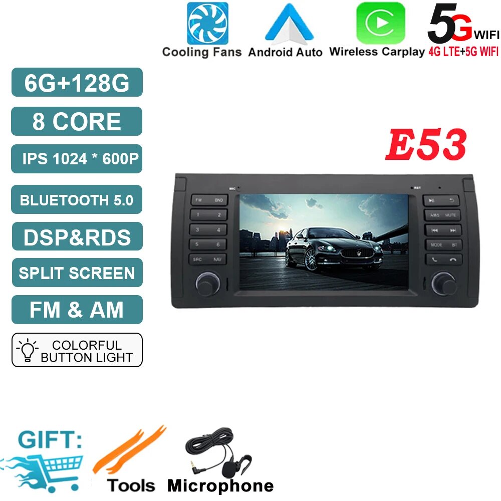 Android Радио для BMW X5 E53 E39 M5, 6G+128G, 8 Core