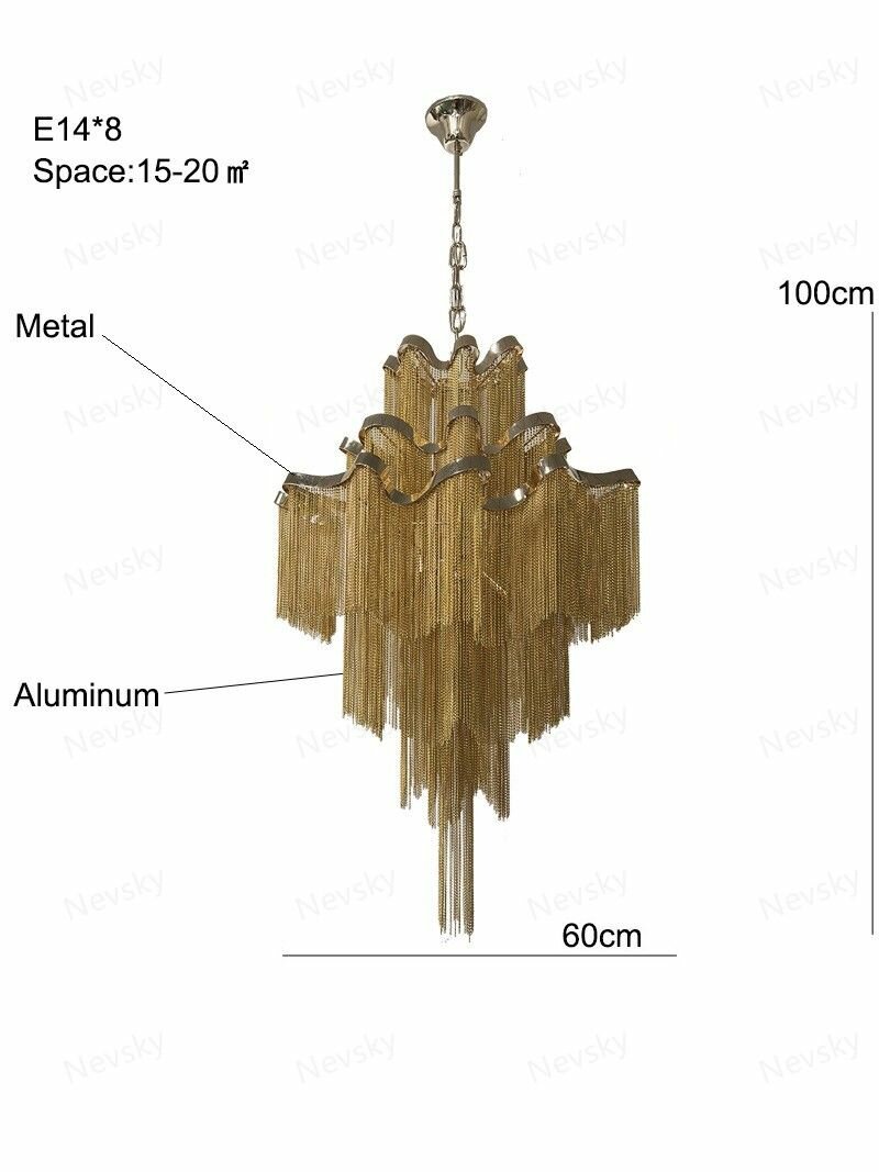 Подвесная люстра с кисточкой в цвете золота цепочка золотая в гостиную