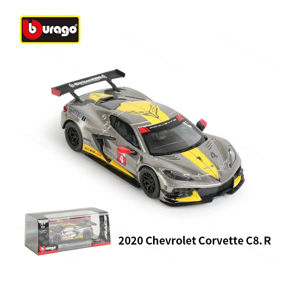 1:43 2020 Chevrolet Corvette C8. R Статическая литая под давлением модель гоночного автомобиля Игрушки