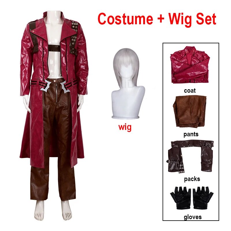 DMC Dante Косплей костюм Бордовый, S, COSTUME WIG