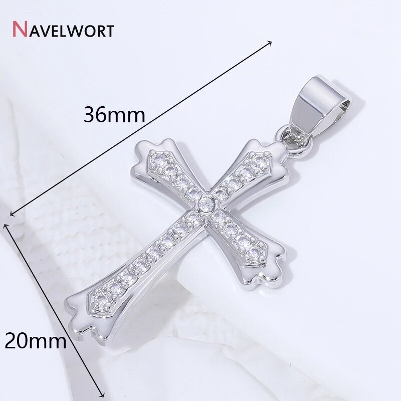 Подвески крестики из латуни с позолотой 18K, инкрустированные цирконами, набор из 4 штук