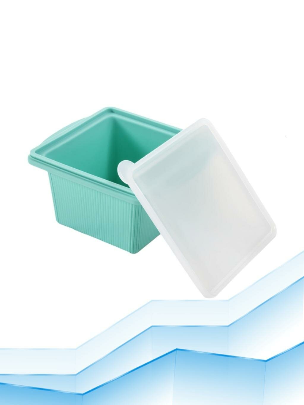 Квадратная силиконовая форма для заморозки с крышкой, Синий