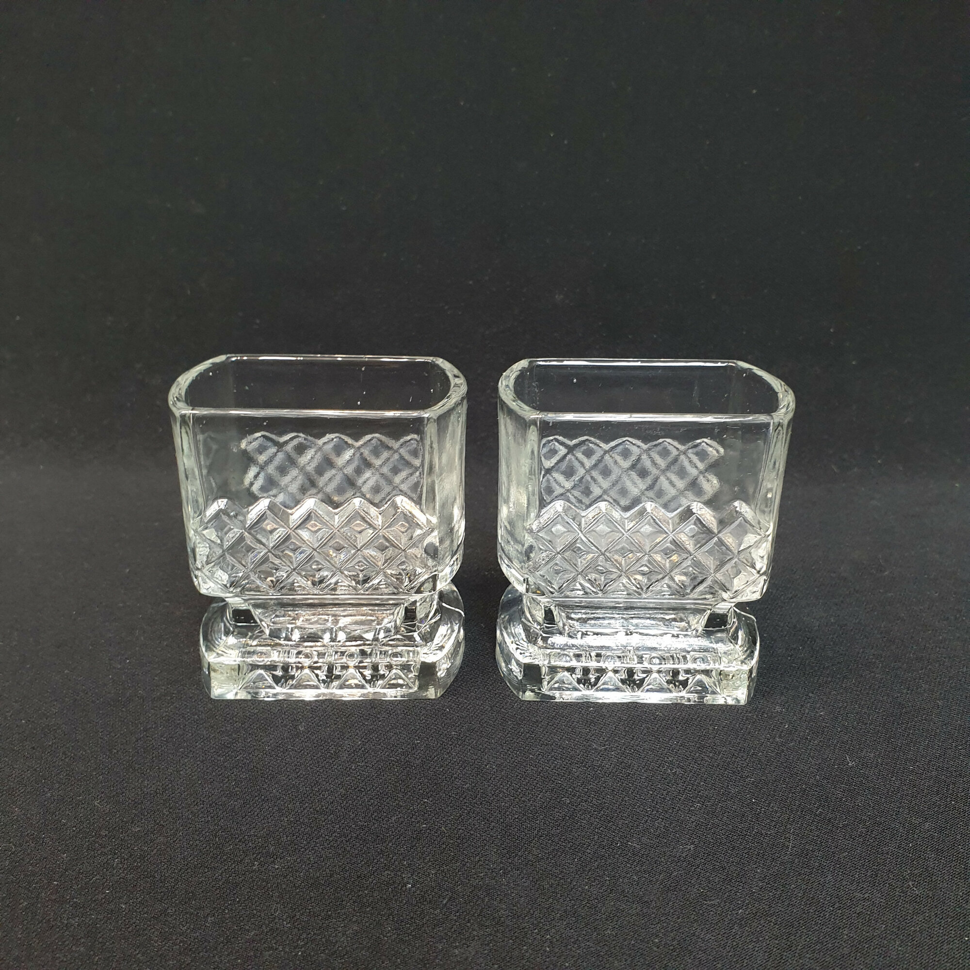 Пара винтажных рюмок - икорниц 80 мл, хрусталь, СССР.