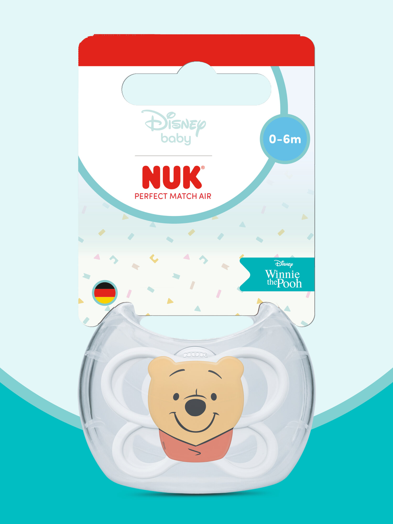 Соска-Пустышка Nuk PM Air Winnie, силикон, ортодонтическая, антиколиковая, 0-6 мес.