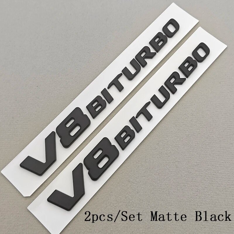 2 шт. V8 BITURBO наклейки для авто, матовые черные