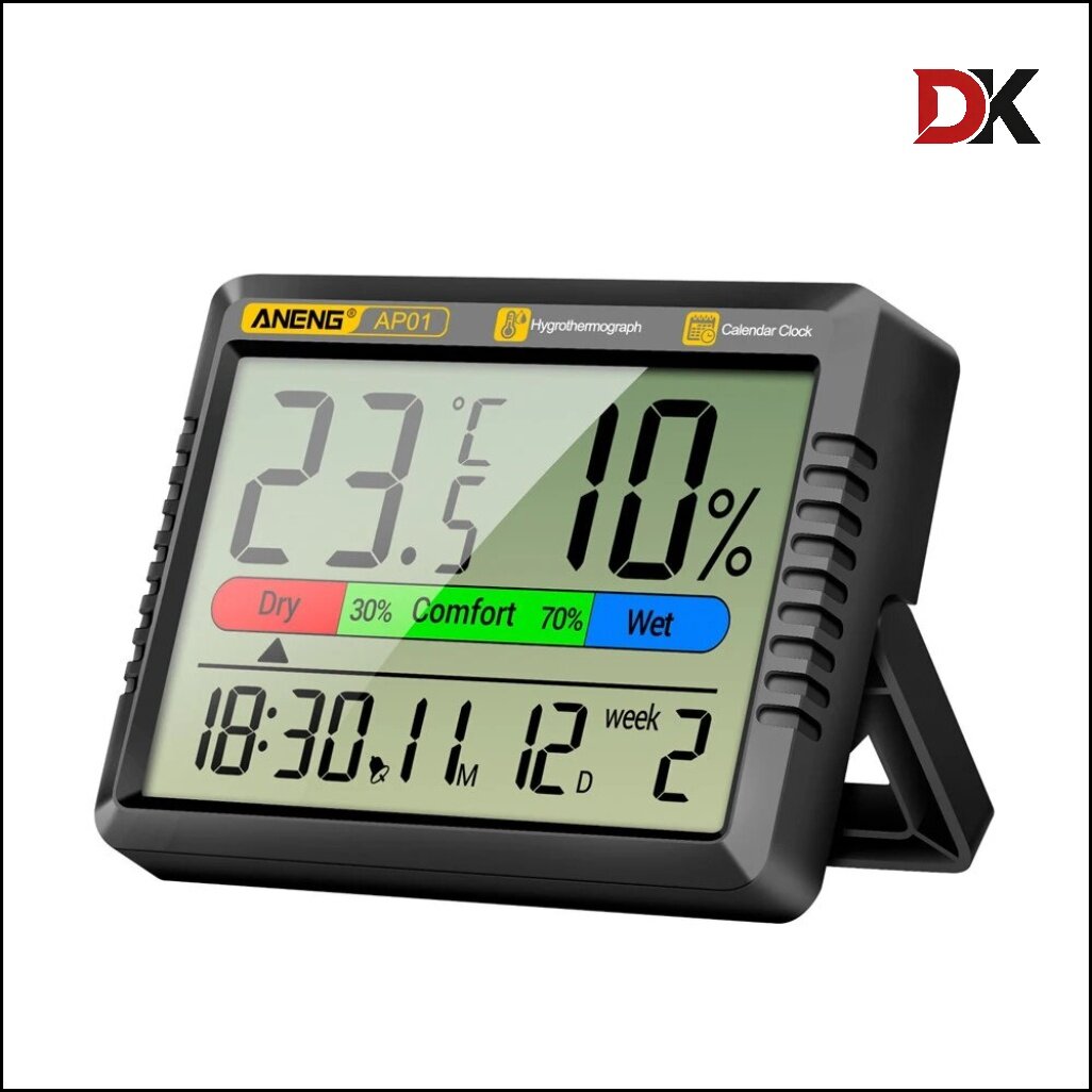 Компактный автономный гигрометр Aneng AP01 с премиум ЖКдисплеем в черном корпусе 100х80х30 ммИздание-бестселлер