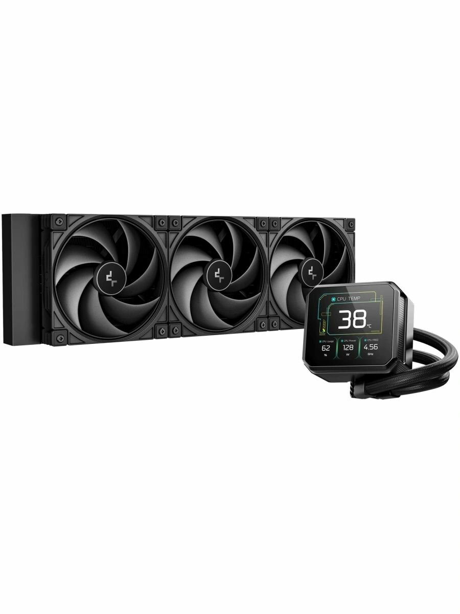 Система водяного охлаждения DeepCool Spartacus 360, LCD, 4-pin, ARGB, 120мм, черный, retail r-spt360-bkdsmp-g-1