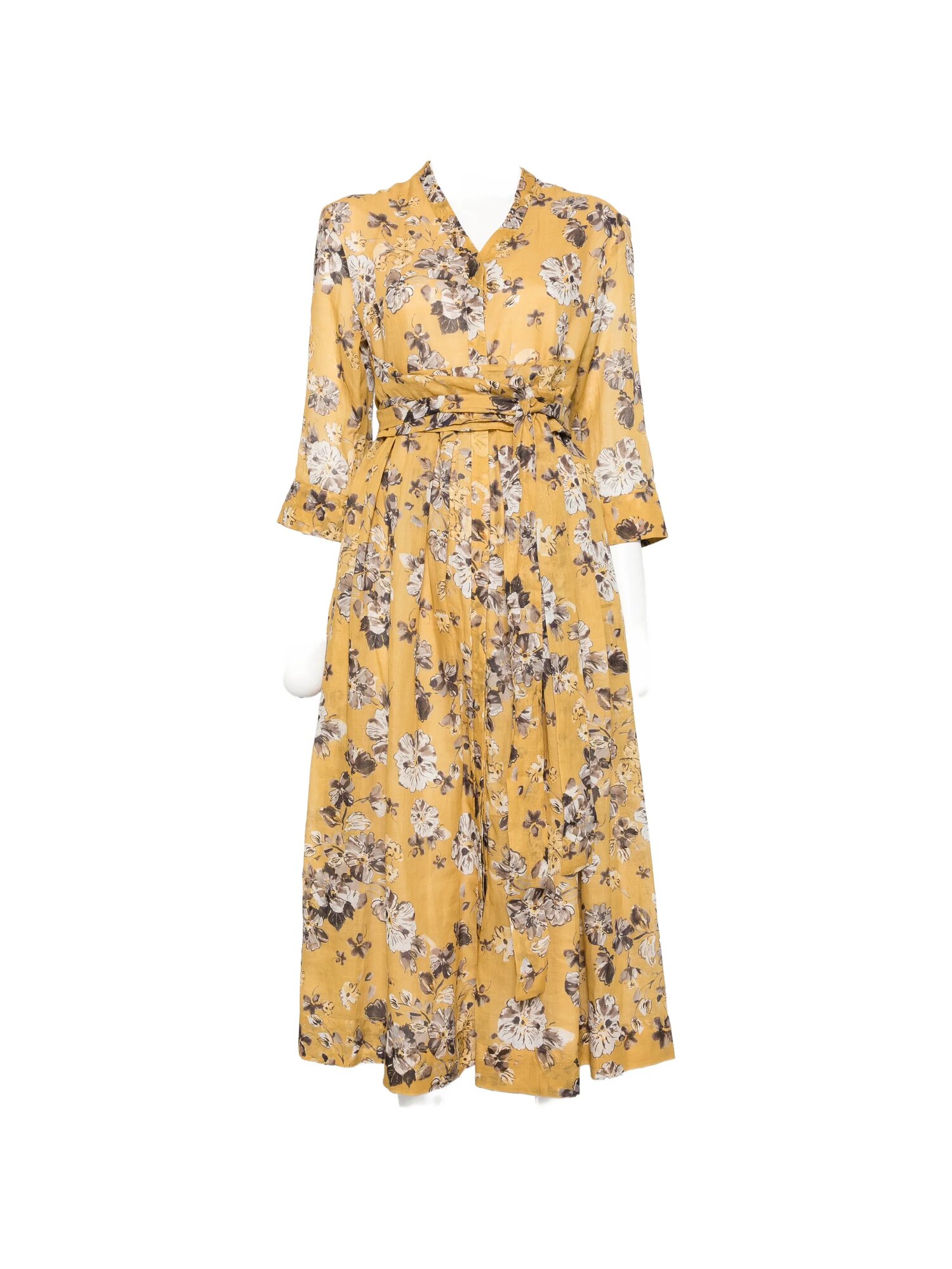 Платье Floral-print tie-waist midi dress