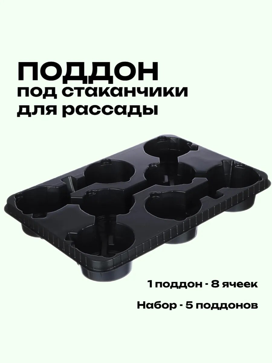 Поддон под стаканчики для рассады, 8-ми местный, 5 шт