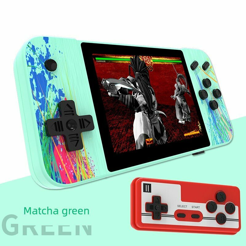 Игровая консоль матча-зеленого цвета, двойная игра, 2 батареи, 3 м AV-кабель, 800 игр