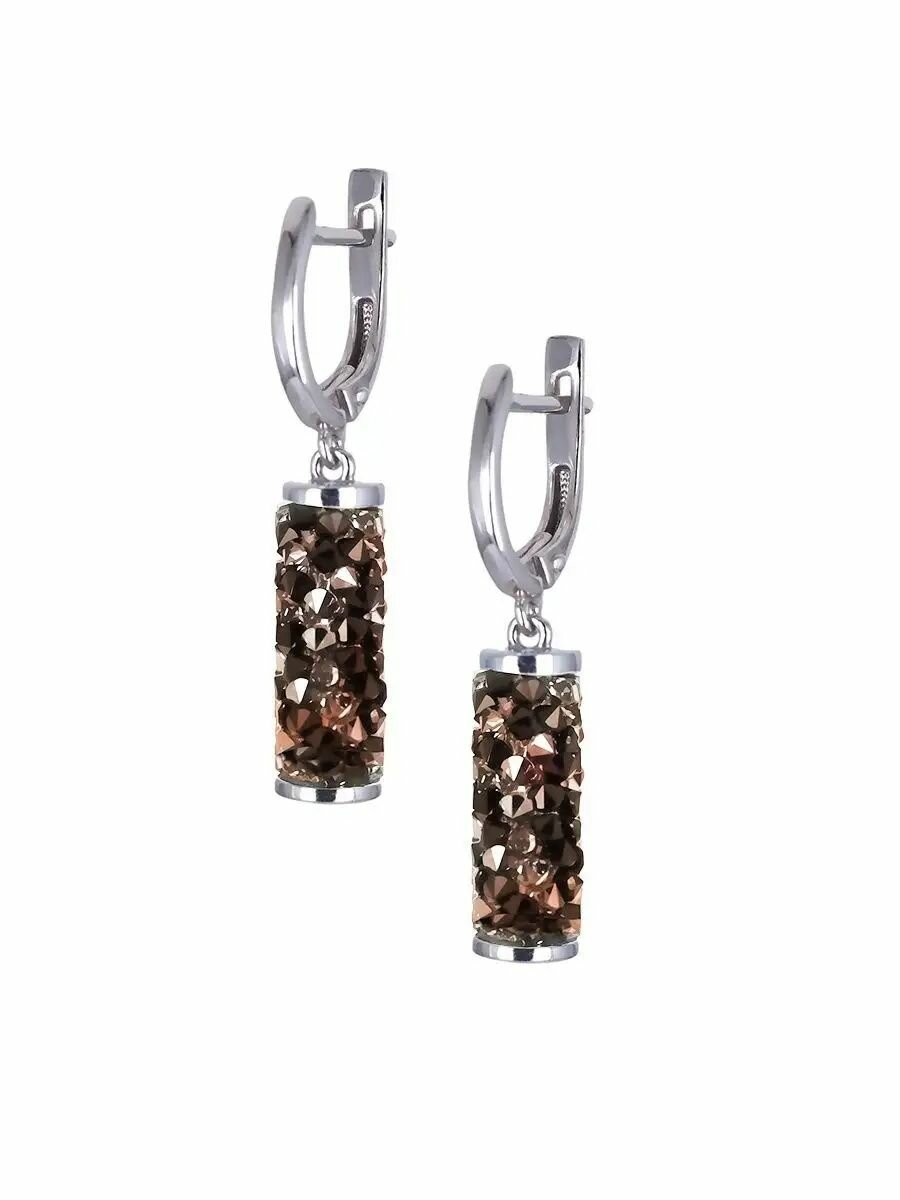 Серьги, серебро, 925 проба, родирование, кристаллы Swarovski