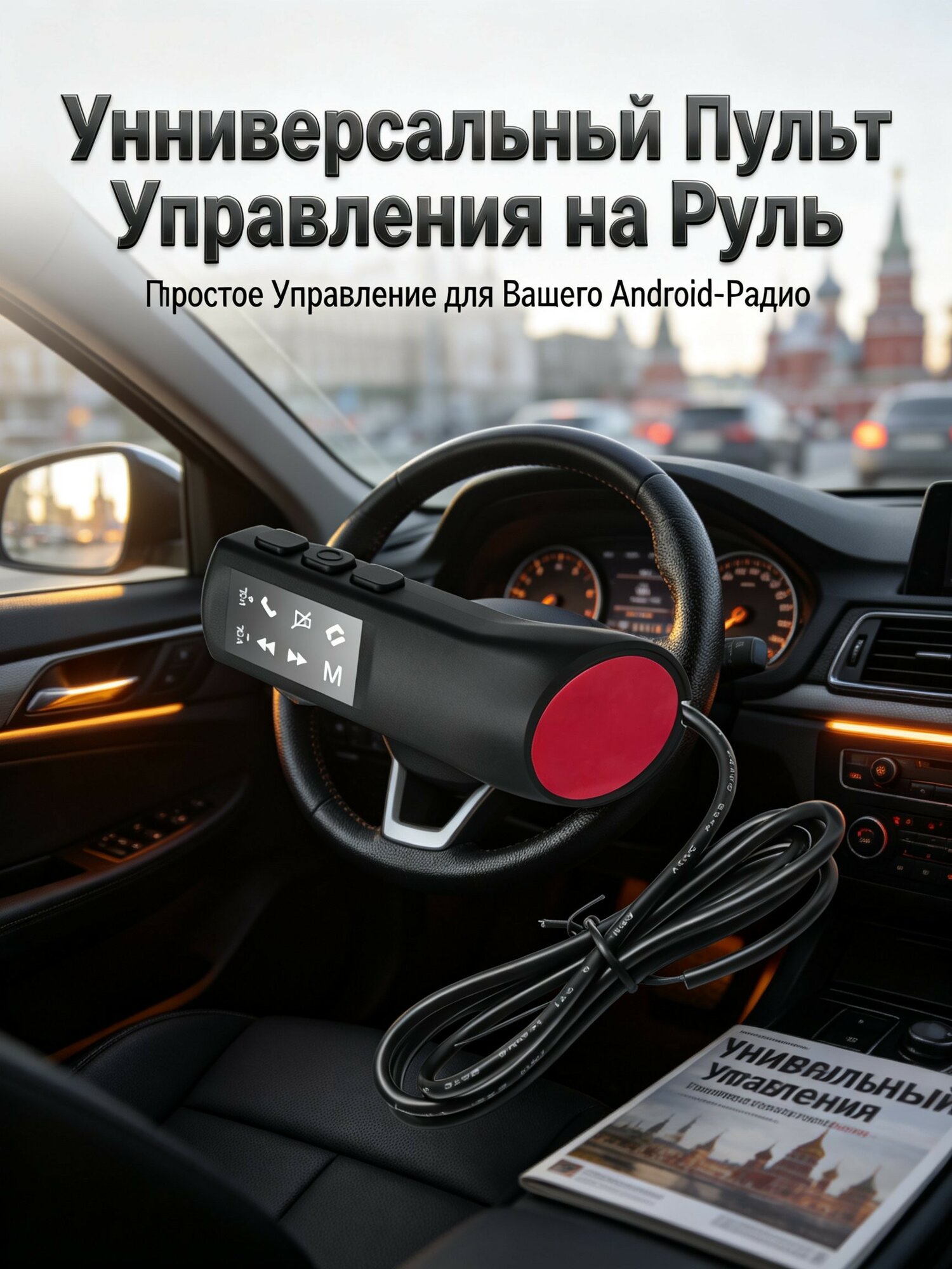 Многофункциональная ручка-кнопка для рулевого колеса, универсальный проводной контроллер для Android-радио и 2 Din DVD